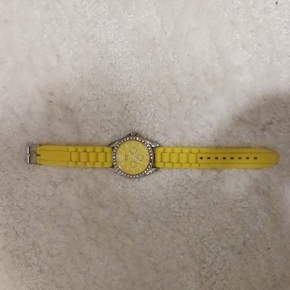 Geneva | Accessories | Geneva Watch Yellow Silicone Band Preowned ...